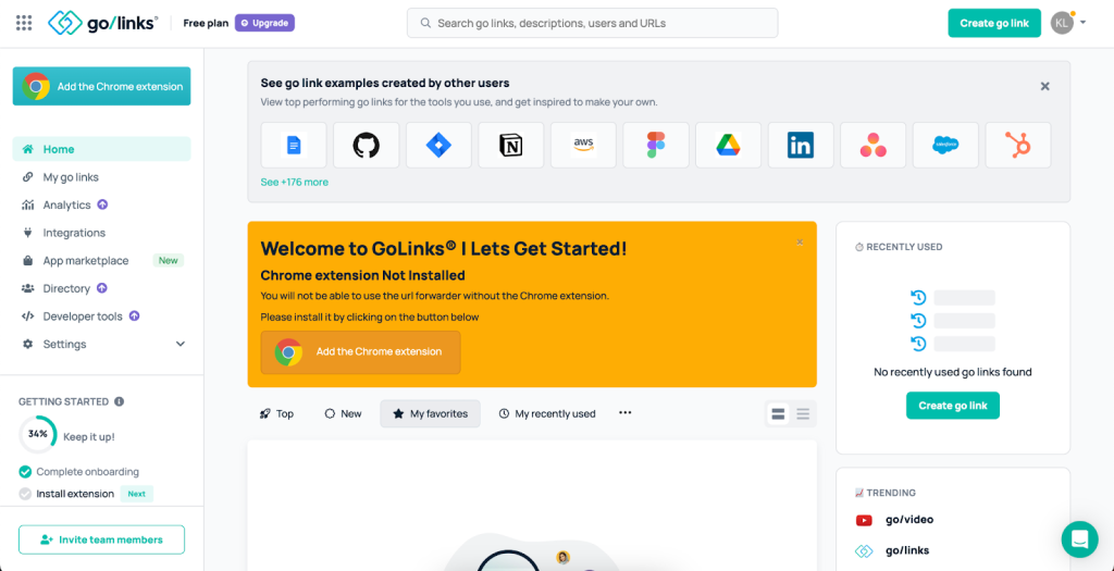 The GoLinks® Help Center - Creating a new workspace