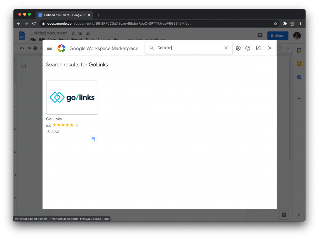 The GoLinks® Help Center - Adding the GoLinks Google Docs add-on