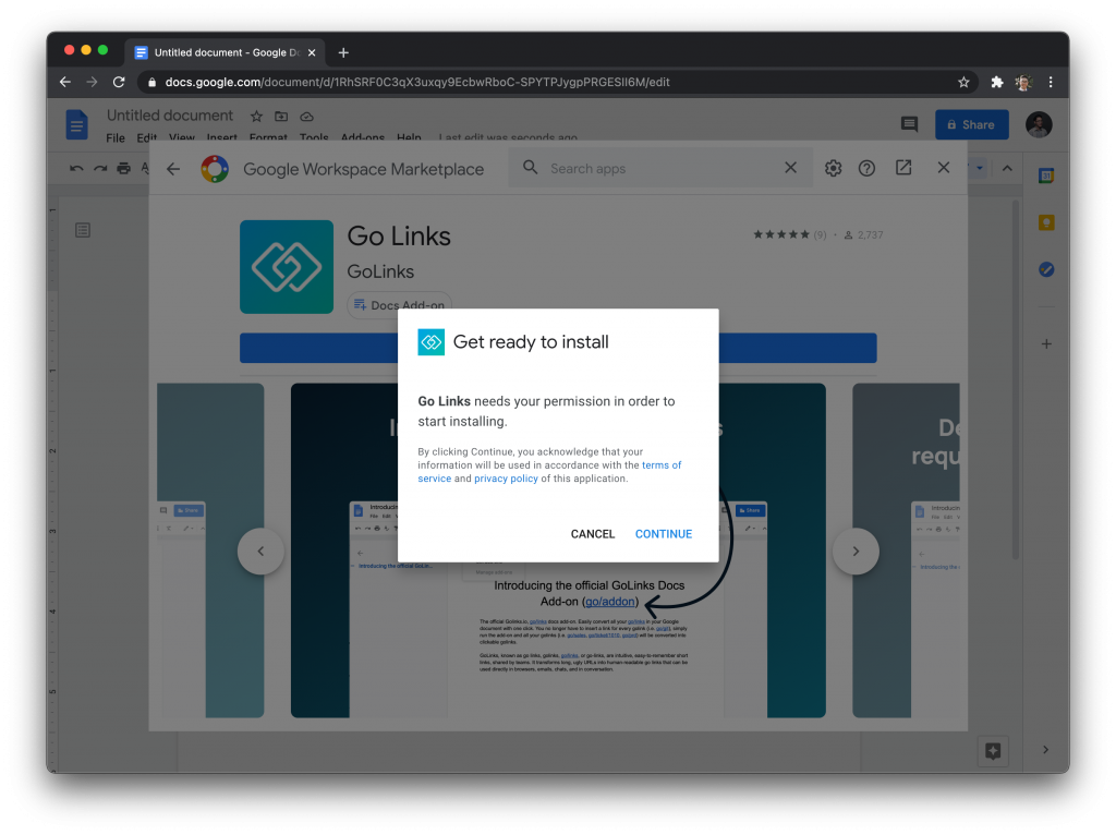 The GoLinks® Help Center - Adding the GoLinks Google Docs add-on