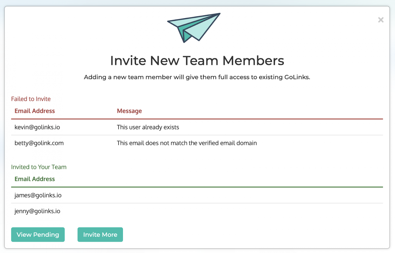 The GoLinks® Help Center - Inviting team members to your workspace