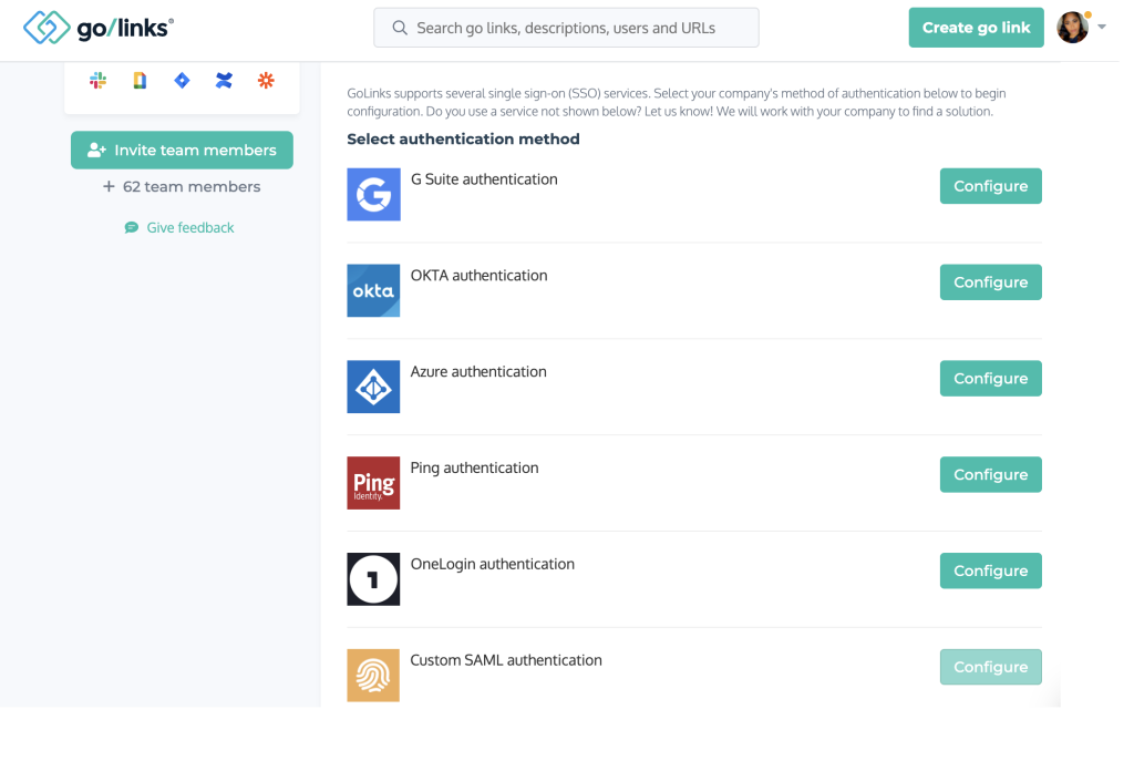 The GoLinks® Help Center - GoLinks SSO Integrations and Authentications