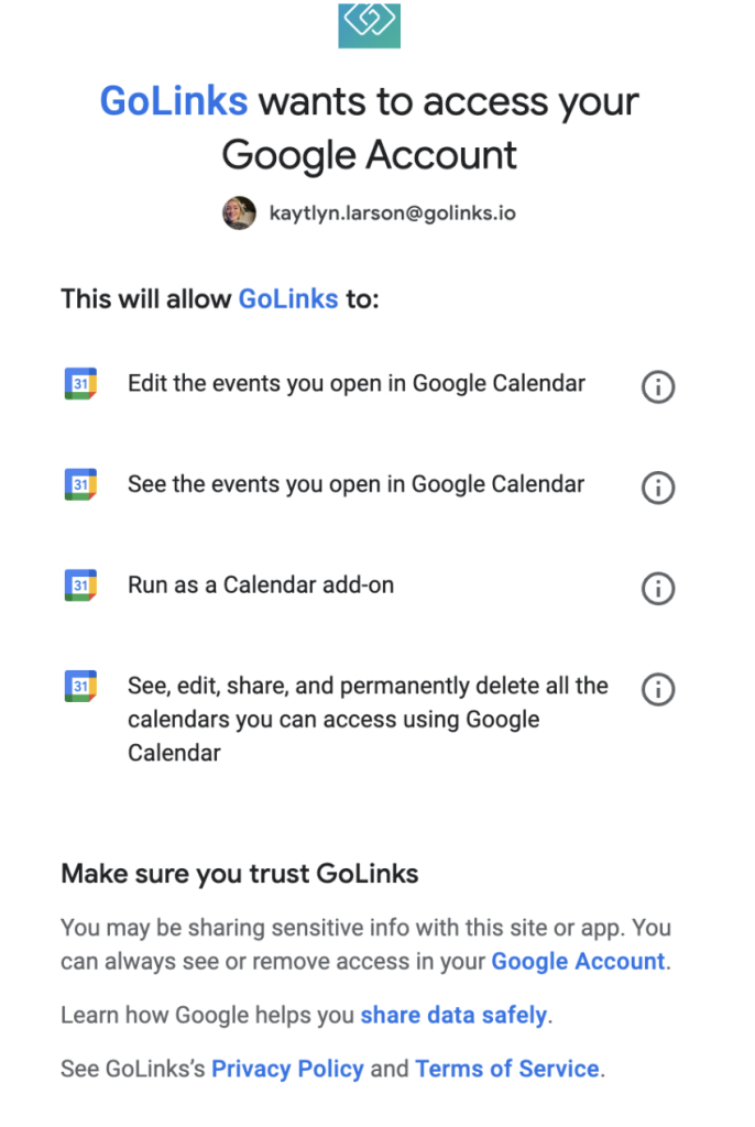 The GoLinks® Help Center - Adding and using the GoLinks Google Calendar integration