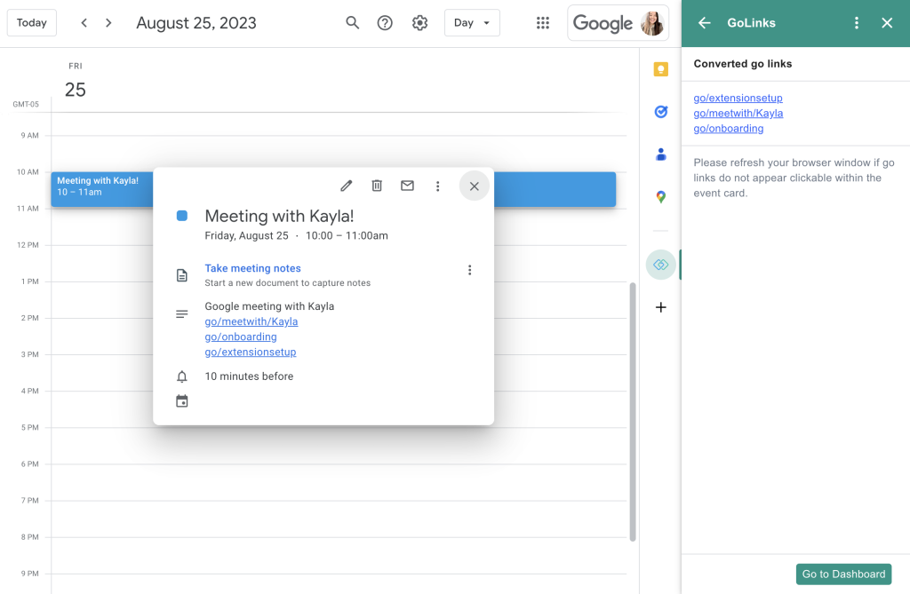 The GoLinks® Help Center - Adding and using the GoLinks Google Calendar integration